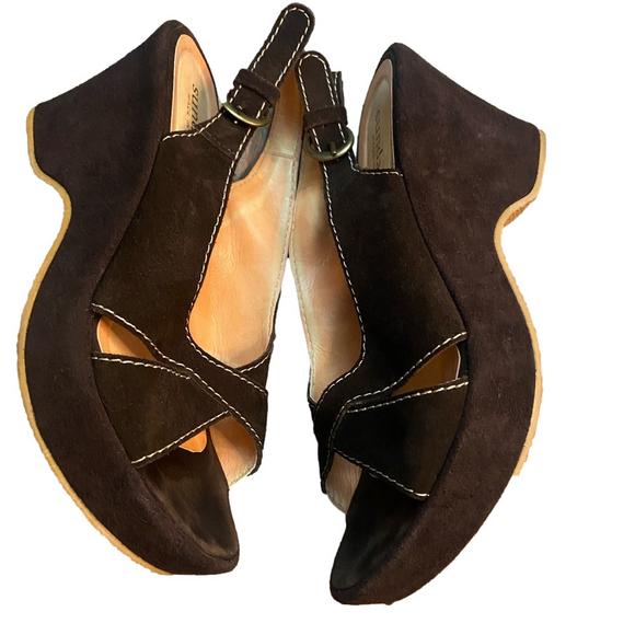 Sundance | Shoes | Sundance Suede Peep Toe Wedge Sandal | Poshmark